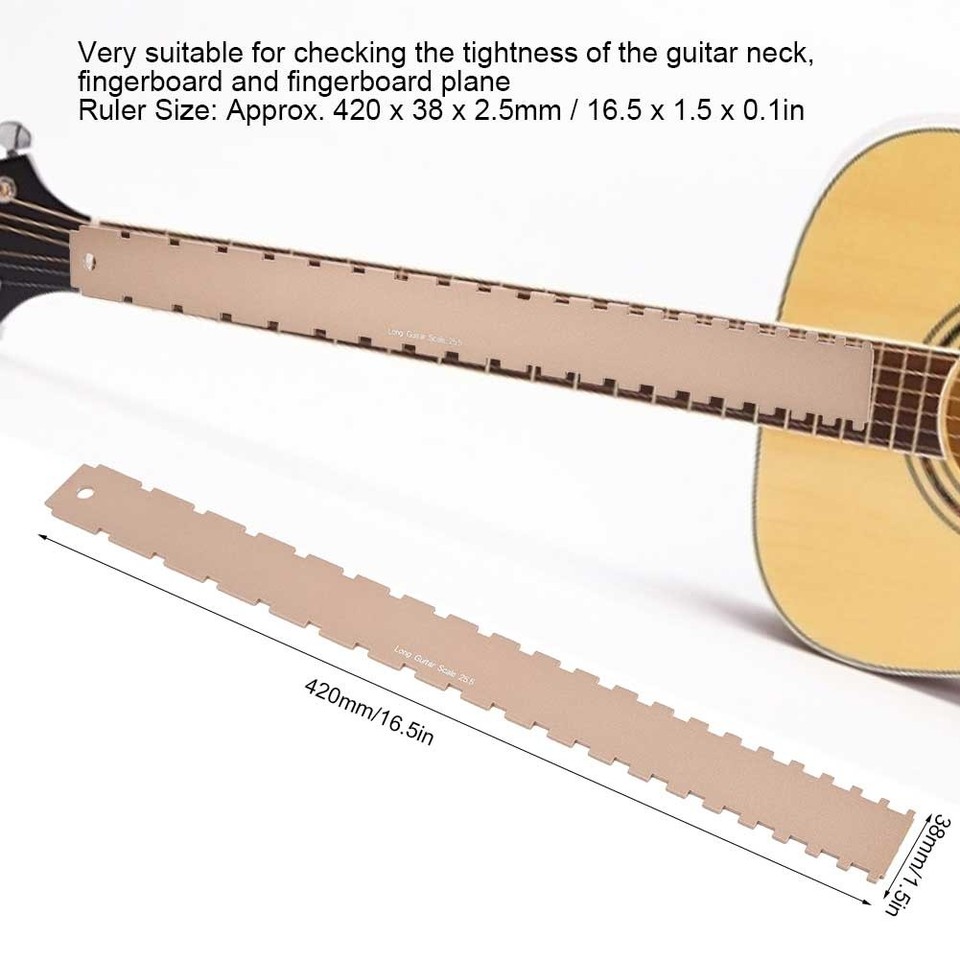 Gold Bass Fingerboard Height Measurement Ruler Metal Guitar Neck Notch ...