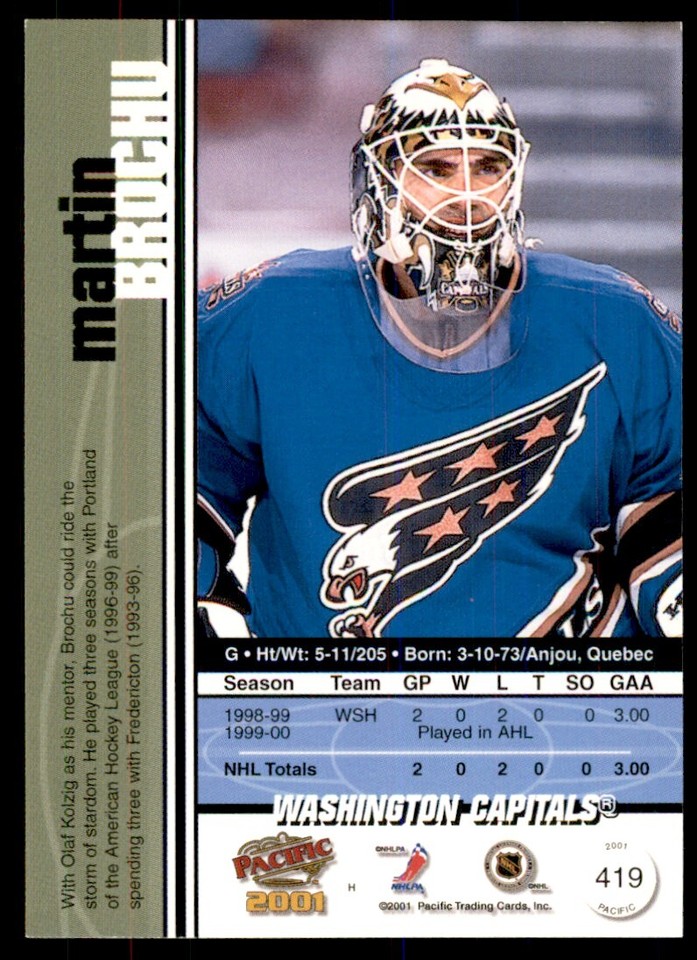 Martin Brochu 2001-02 Pacific #419 Washington Capitals | eBay