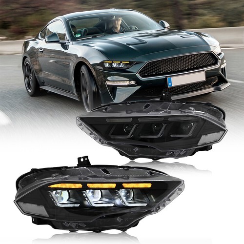 Pair LED Headlights For Mustang 2018-2022 LED DRL Front Lamps Assembly ...
