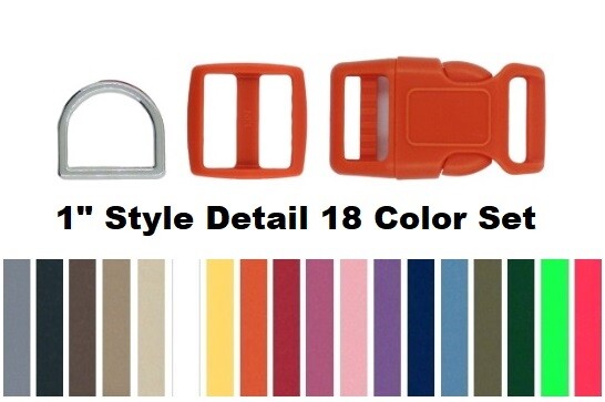 1 inch (25mm) Colored Dog Collar HARDWARE KITS 18 Color Assortment Set ...