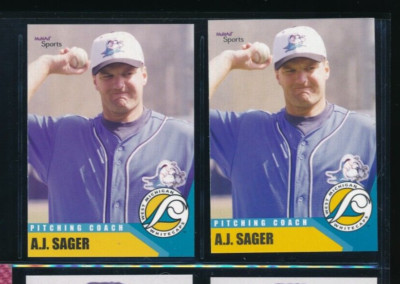 Lot (2) 2002 Multi-Ad #26 A.J. Sager Coach West Michigan Whitecaps ...