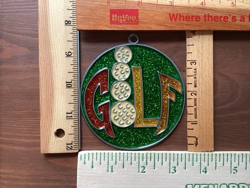 VTG Golf Golf Balls Stained Glass Style Sun Catcher Ornament Glitter ...