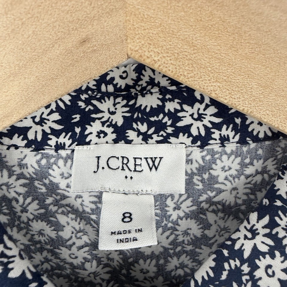 J. Crew Outlet Blue Floral Cotton Shirt Dress Size 8 Preppy Feminine ...
