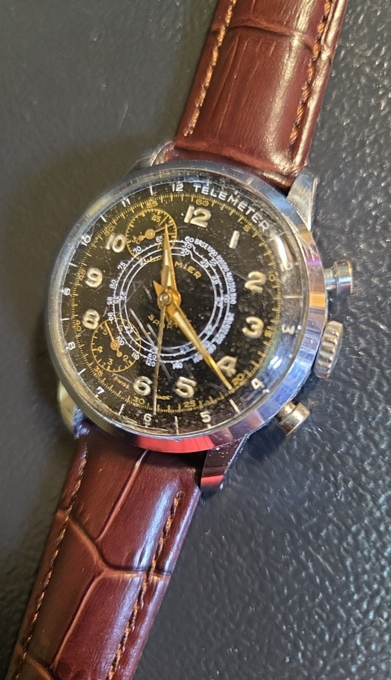 Vintage CIMIER Men's TELEMETER Analog Swiss Made Leather Strap ...