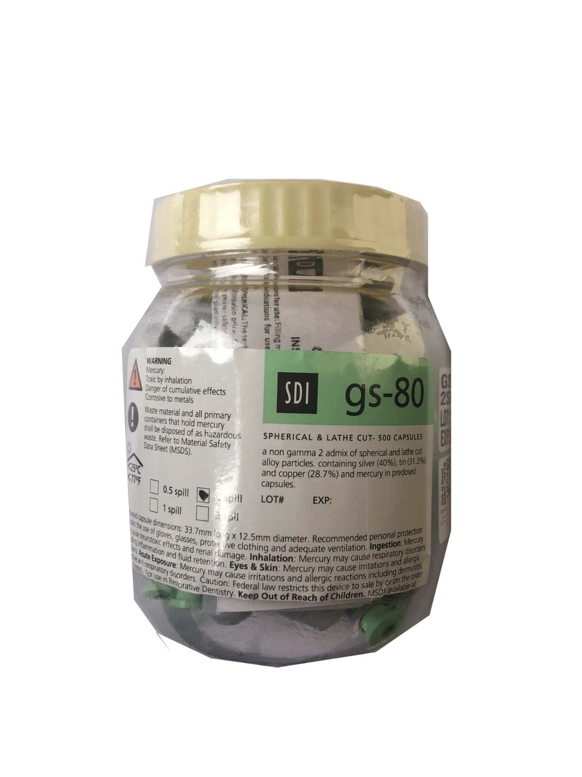 SDI GS 80 Amalgam Alloy Regular Set 2 Spill 50 Capsule Per Jar Fast ...
