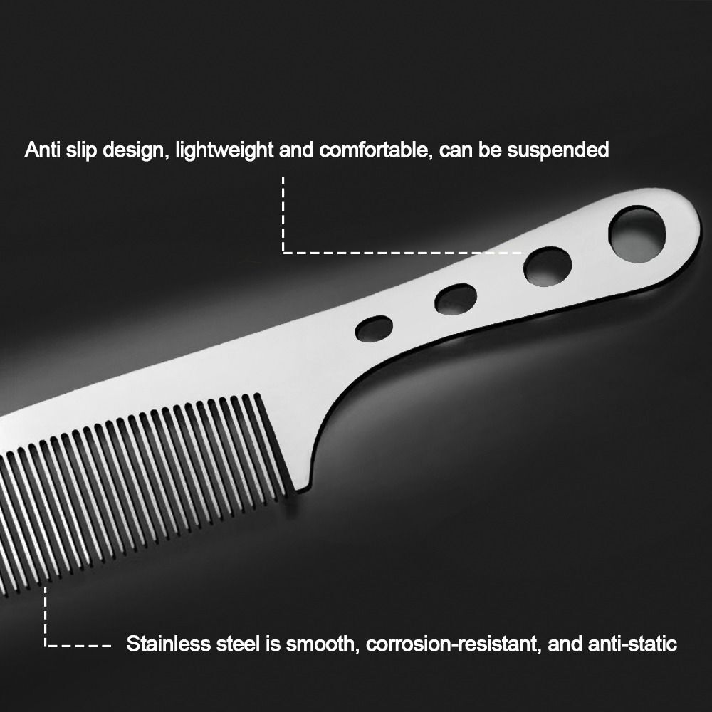 Ultra-thin Hairdressing Styling Comb Stainless Steel Metal Barber Comb ...