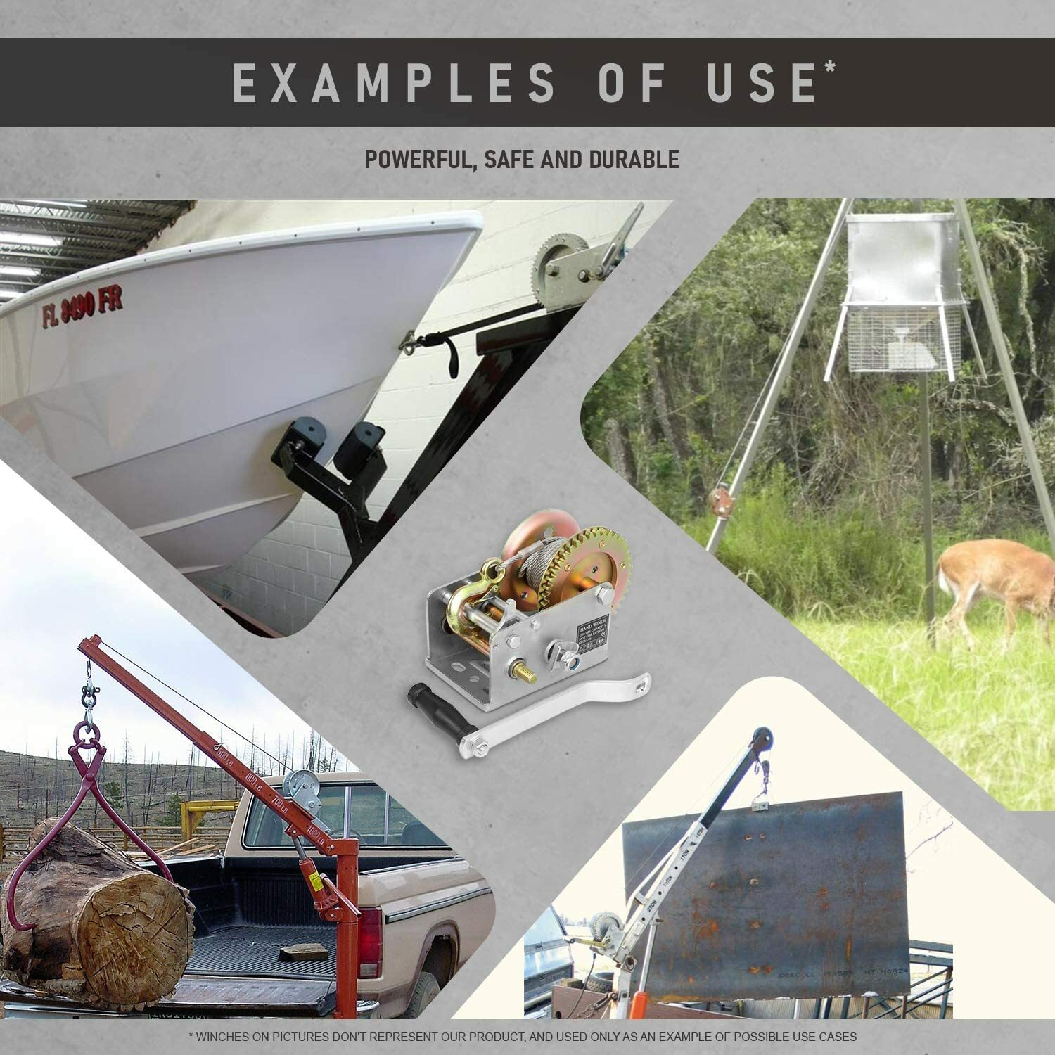 3500lbs Hand Winch Heavy Duty Cable Crank Gear ATV Boat Trailer Garage ...