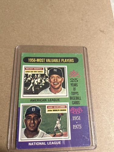1975 TOPPS BASEBALL “MICKEY MANTLE - DON NEWCOMBE” 1956 “MVP’S” NM-MINT ...