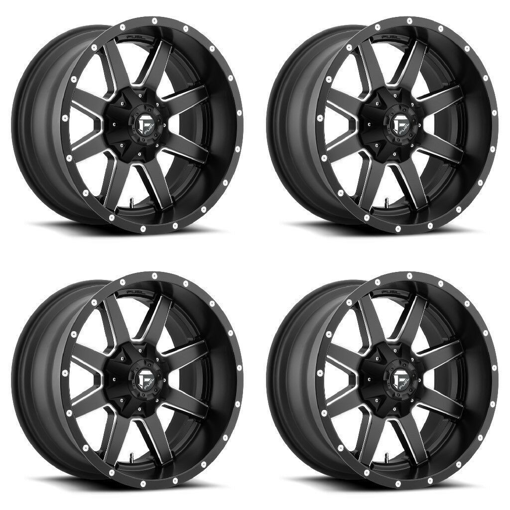 Set 4 24" Fuel Maverick D538 Black Milled Rims 24x12 5x5 5x5.5 -44mm w ...