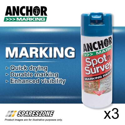 3 x Anchor Spot Survey Blue High-Visibility Marking Spray Paints 350G ...