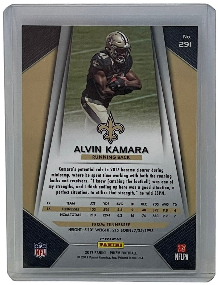 Alvin Kamara 2017 Panini Prizm Silver Prizm Rookie Card New Orleans ...