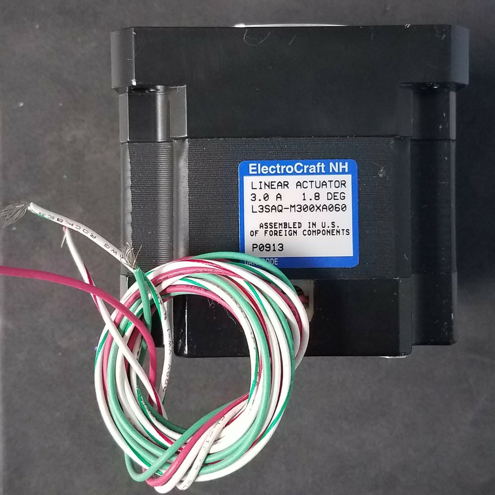 Electrocraft L3SAQ-M300XA060 3.0A 1.8 Degree Stepper Motor / Linear ...