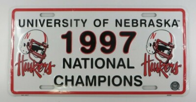 Vtg 1997 UNIVERSITY OF NEBRASKA HUSKERS National Champions License ...