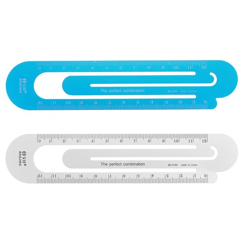 Straight Ruler 12cm Metric Bookmark Clip Ruler Blue & Silver Tone ...