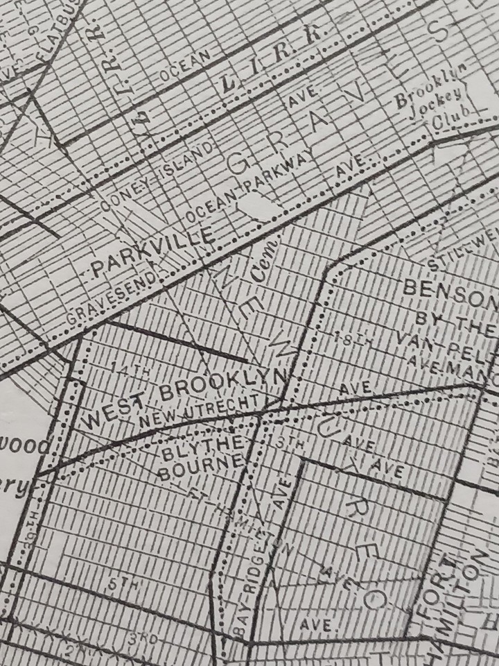 1910 Train Route Map BROOKLYN RAPID TRANSIT Street Railway System New ...