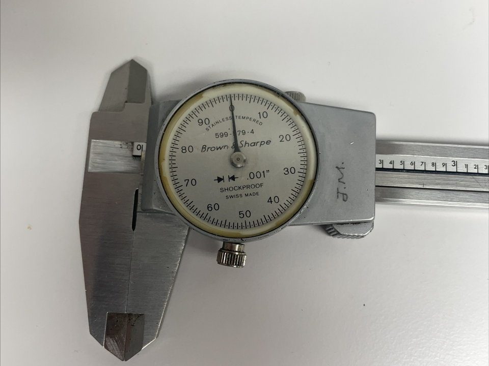 6" Brown & Sharpe Dial Caliper No. 599-579-4 , Silver, Swiss Made ...