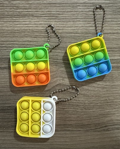 Lot Of 3 Push And Pop Bubble Fidget Sensory Toy Keychains Colorful | eBay