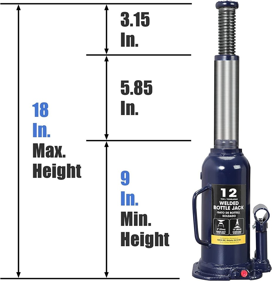 BIG RED 12 Ton(24,000 LBs) Torin Welded Hydraulic Car Bottle Jack Blue ...