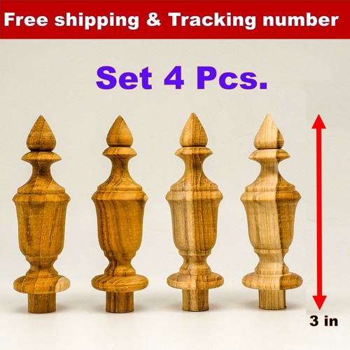 4Pcs TEAK WOOD FINIALS Antique Furniture Home DIY decor Project Dia 1 ...