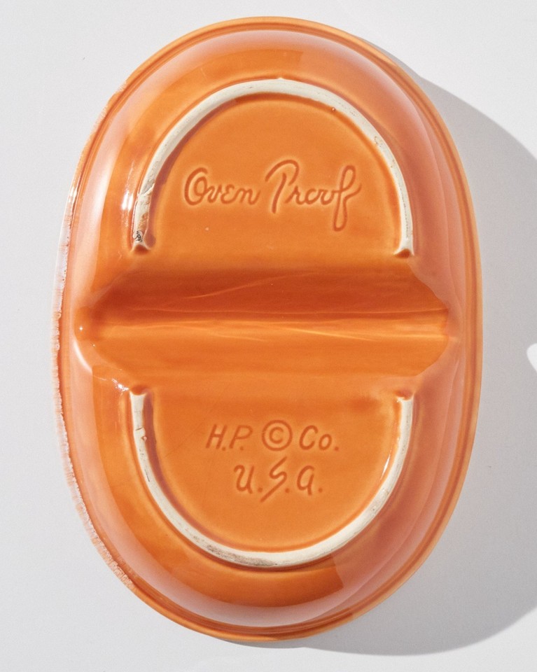 Vintage Hull Pottery Orange Drip Glaze Divided Ceramic Oven Proof ...