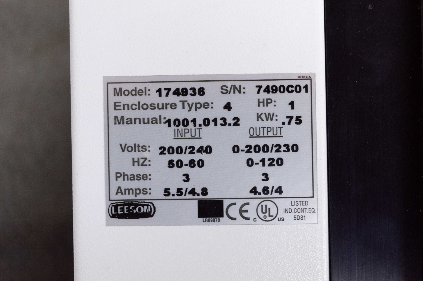 Leeson 174936.00 Inverter AC Variable Frequency Drive 1/2 HP VFD 200 ...