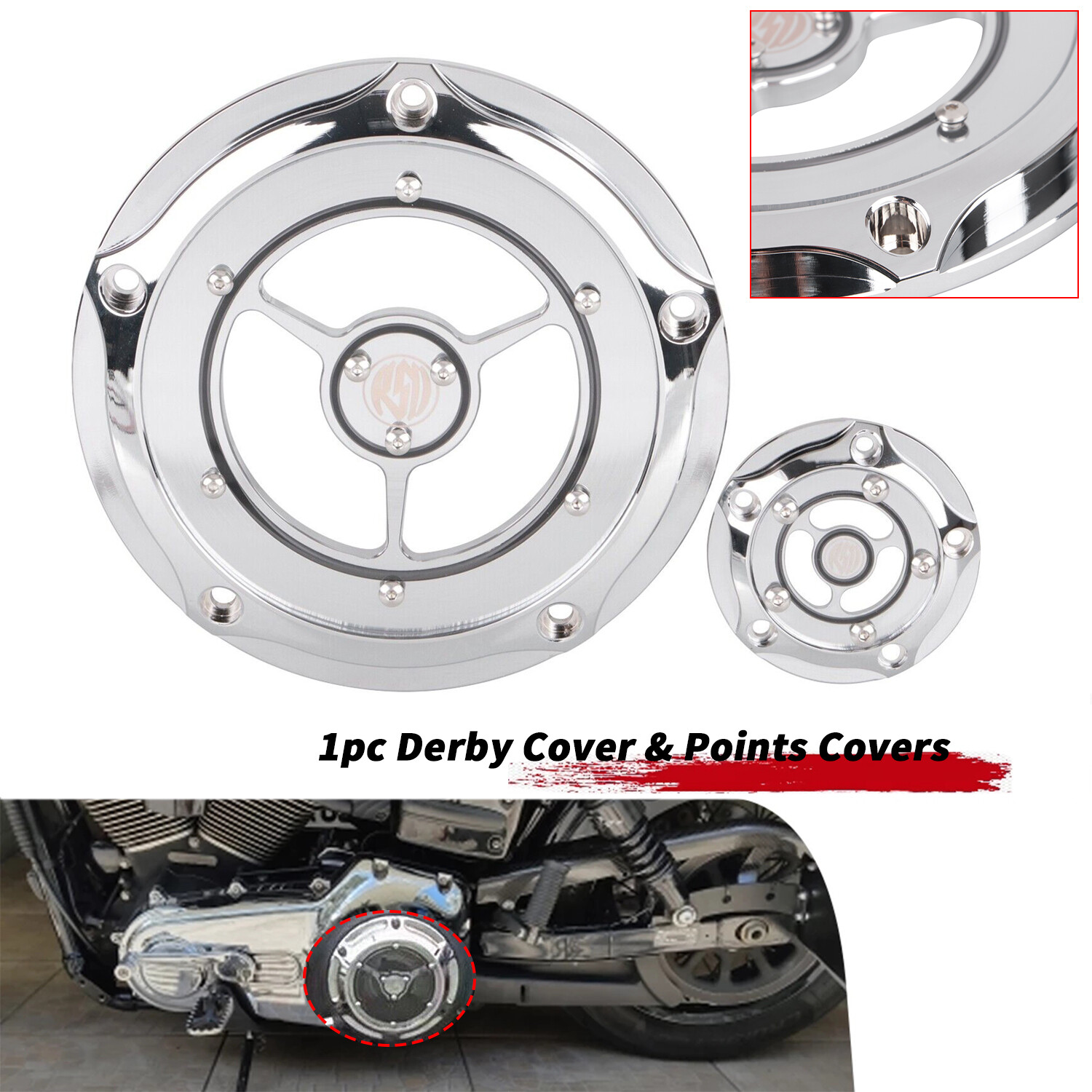 Motor Chrome RSD Clarity Derby & Timing Timer Cover For Harley FLHX ...