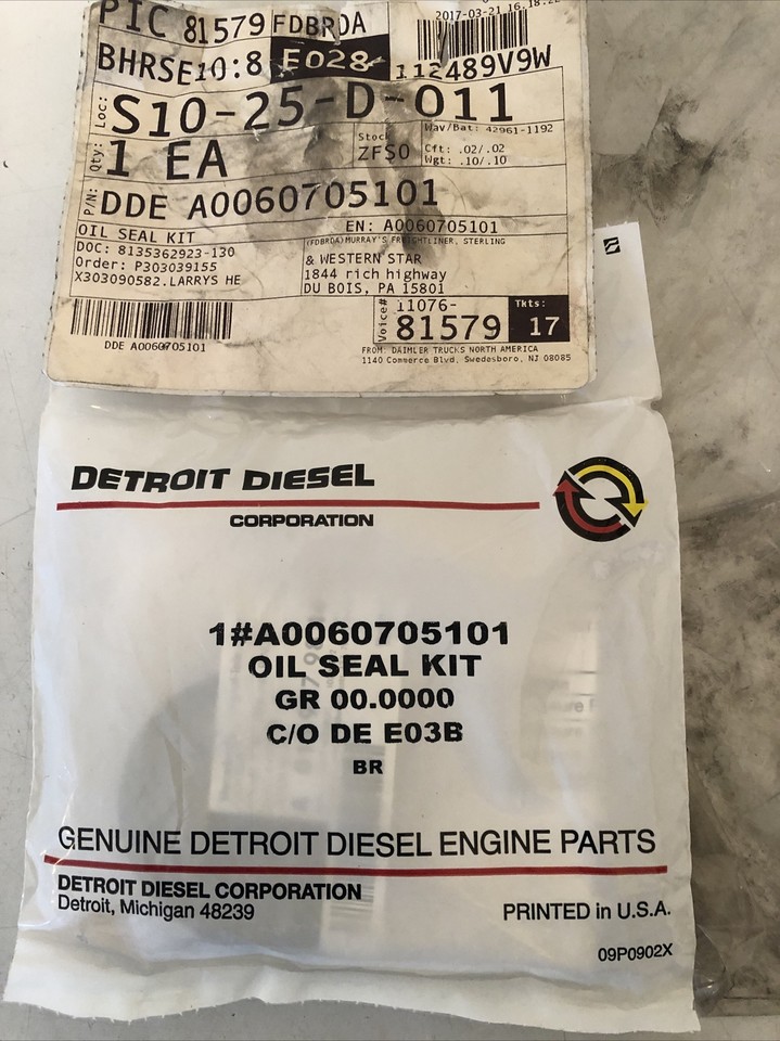 GENUINE DETROIT DIESEL OIL SEAL KIT DDE-A0060705101 NEW OEM | eBay