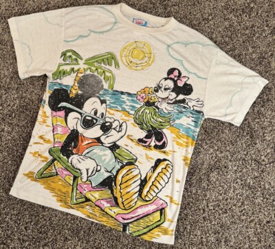 Vintage Sunday Comics Mickey & Minnie Mouse Beach AOP Size Xl | eBay