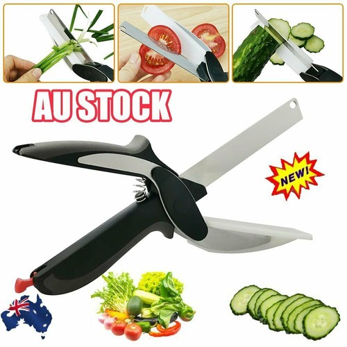 Clever Crazy Cutter 2-in-1 Knife Cutting Board Scissors Tool Food ...