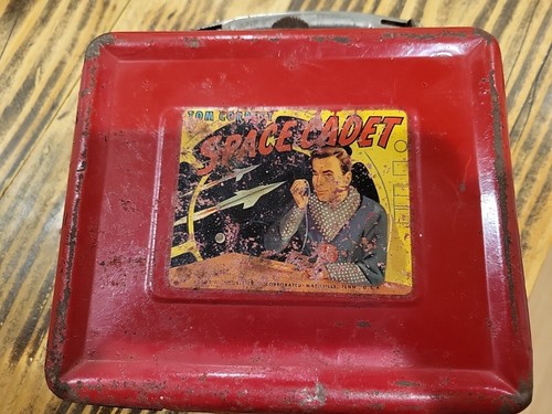 Vintage red 1952 TOM CORBETT SPACE CADET Original Metal Lunch Box NO ...