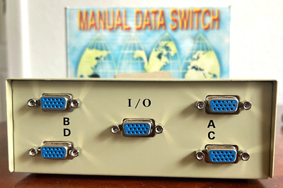 ABCD 4-Way HD15 VGA Manual Data Switch Box 15 Pin Rotary for Monitor ...