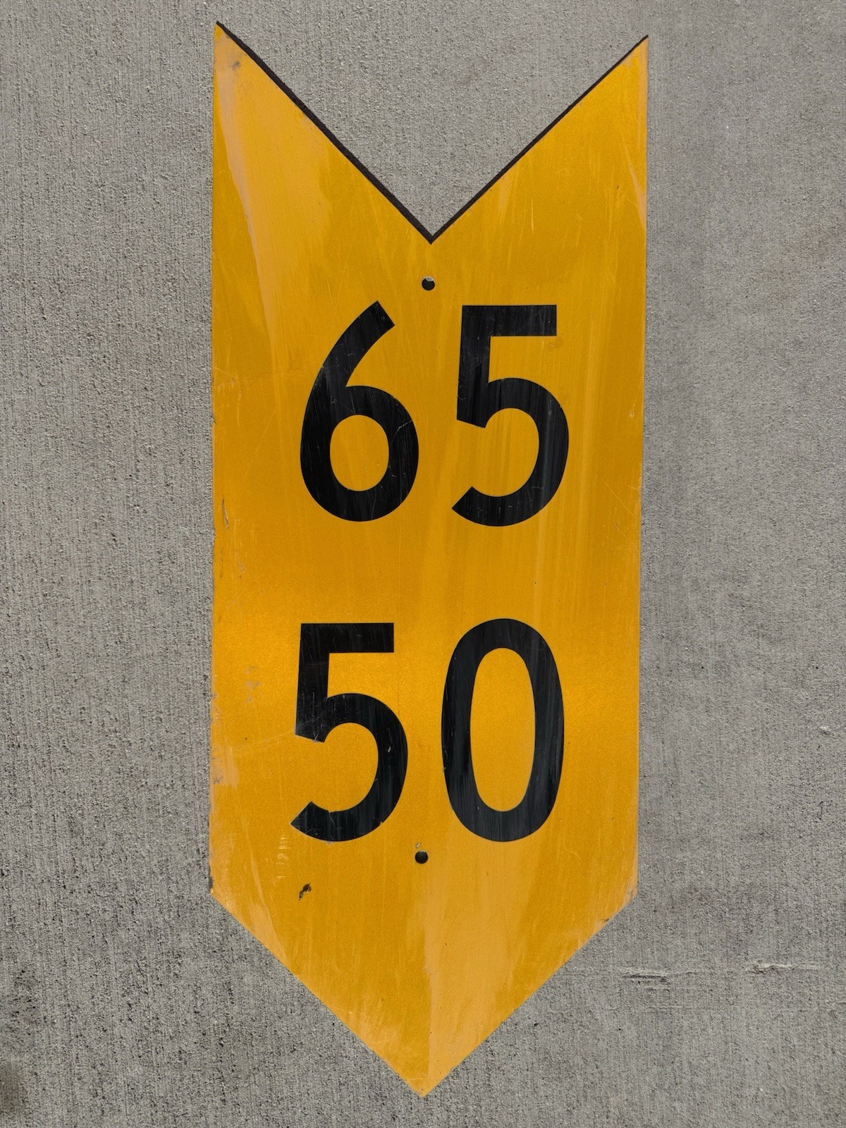 Railroad Speed Limit 65 50 Metal Sign Yellow Arrow 12x30” | eBay