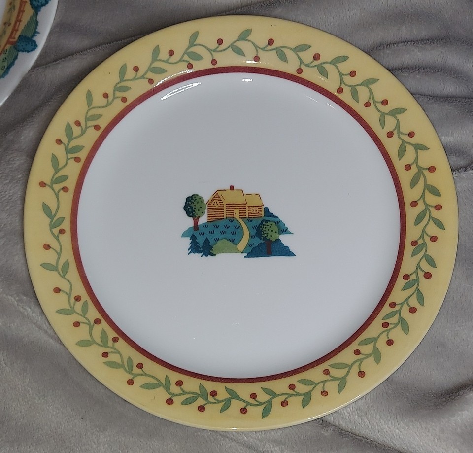 2 Corelle Corning Landscapes Luncheon Plates Country Vintage USA Made ...