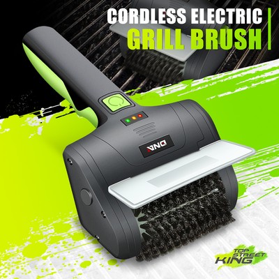 Rechargeable 8V Cordless Electric BBQ Grill Cleaning Scrub Brush Black ...