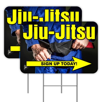 Jiu-Jitsu 2 Pack Double-Sided Yard Signs 16" x 24" with Metal Stakes ...