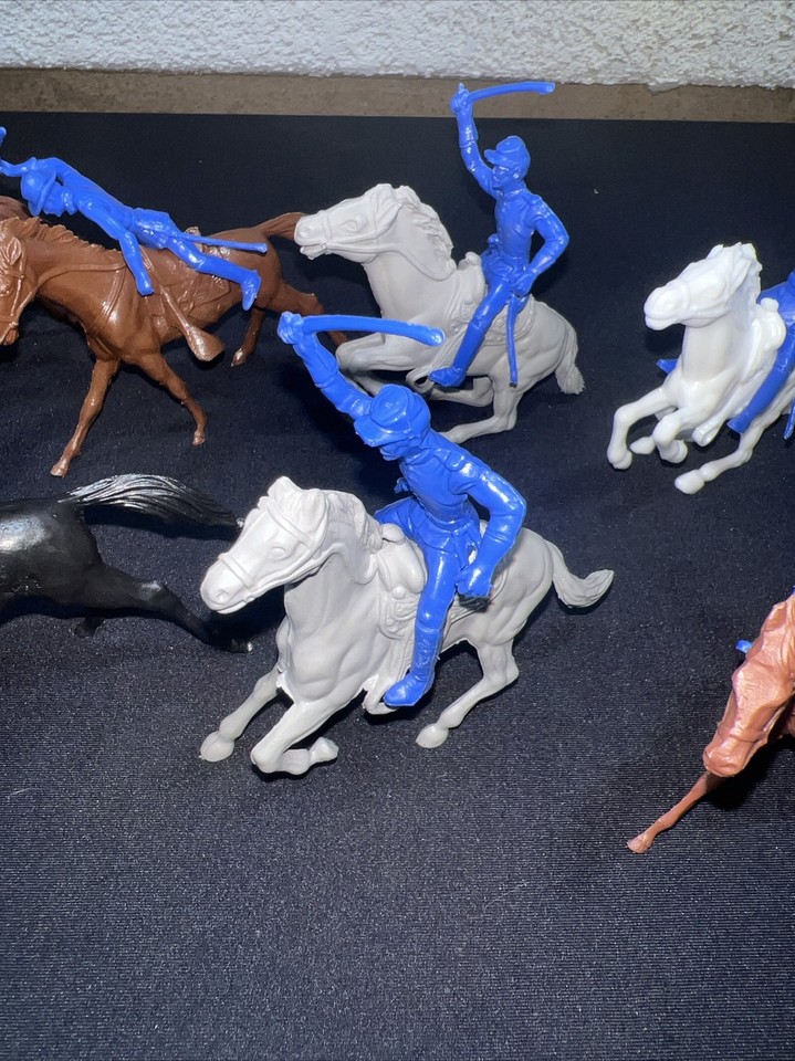Vintage Marx Playset Cavalry & Pioneers SP BLUE & Gray Lot Of 43 figs ...