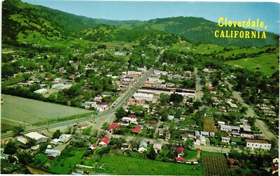 Cloverdale California Aerial View Postcard 1960s | eBay