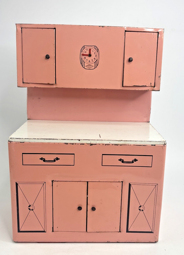 Vintage 1950's Pink Wolverine Metal Toy Kitchen Hutch Cabinets 16" tall ...