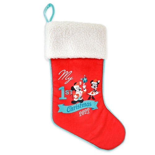 Santa Mickey Mouse and Minnie Mouse ''My 1st Christmas'' Stocking | eBay
