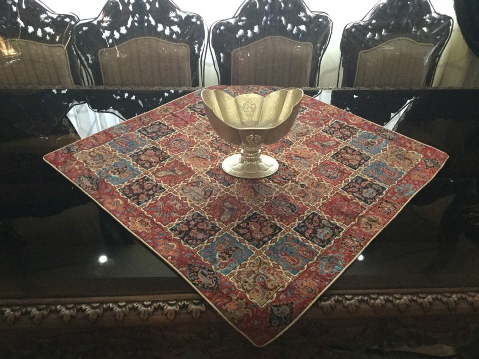 Multi Color Termeh Tapestry Tablecloth Woven Fine Art Silk Paisley Wall ...