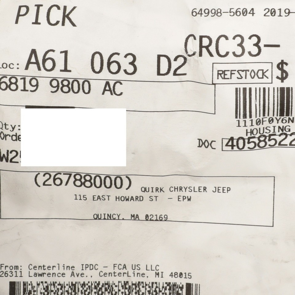 15-20 RAM PROMASTER 1500 2500 3500 FUEL FILLER HOUSING OEM NEW MOPAR ...