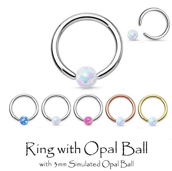Captive Ball Ring - Cartilage Lip Tragus Top Upper Ear Earring Nipple ...