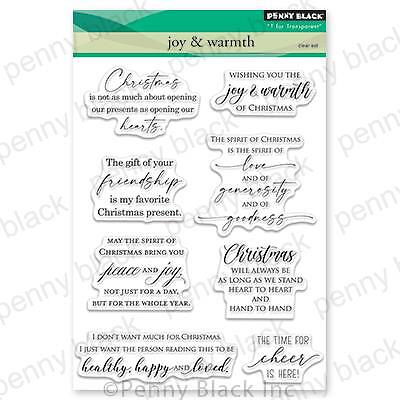 New Penny Black Rubber Stamp JOY & WARMTH CHRISTMAS SENTIMENTS clear ...