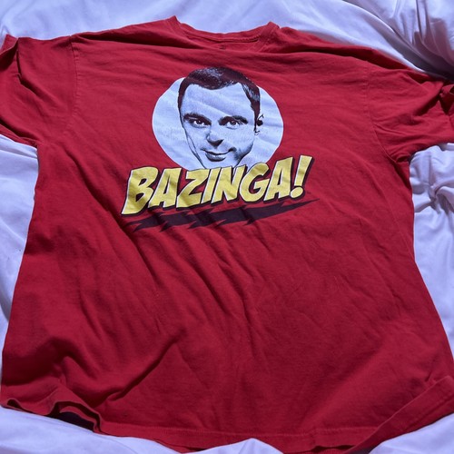 The Big Bang Theory Shirt Mens XL Red Bazinga Shelton Graphic Tee Logo ...