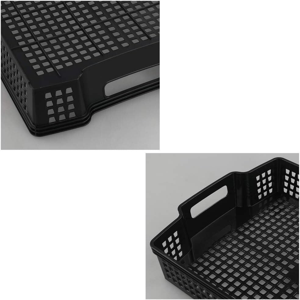 Plastic Stacking Storage Baskets Stacking Plastic Tray Baskets Black 6 ...