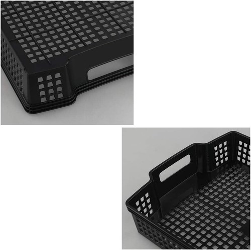 Plastic Stacking Storage Baskets Stacking Plastic Tray Baskets Black 6 ...
