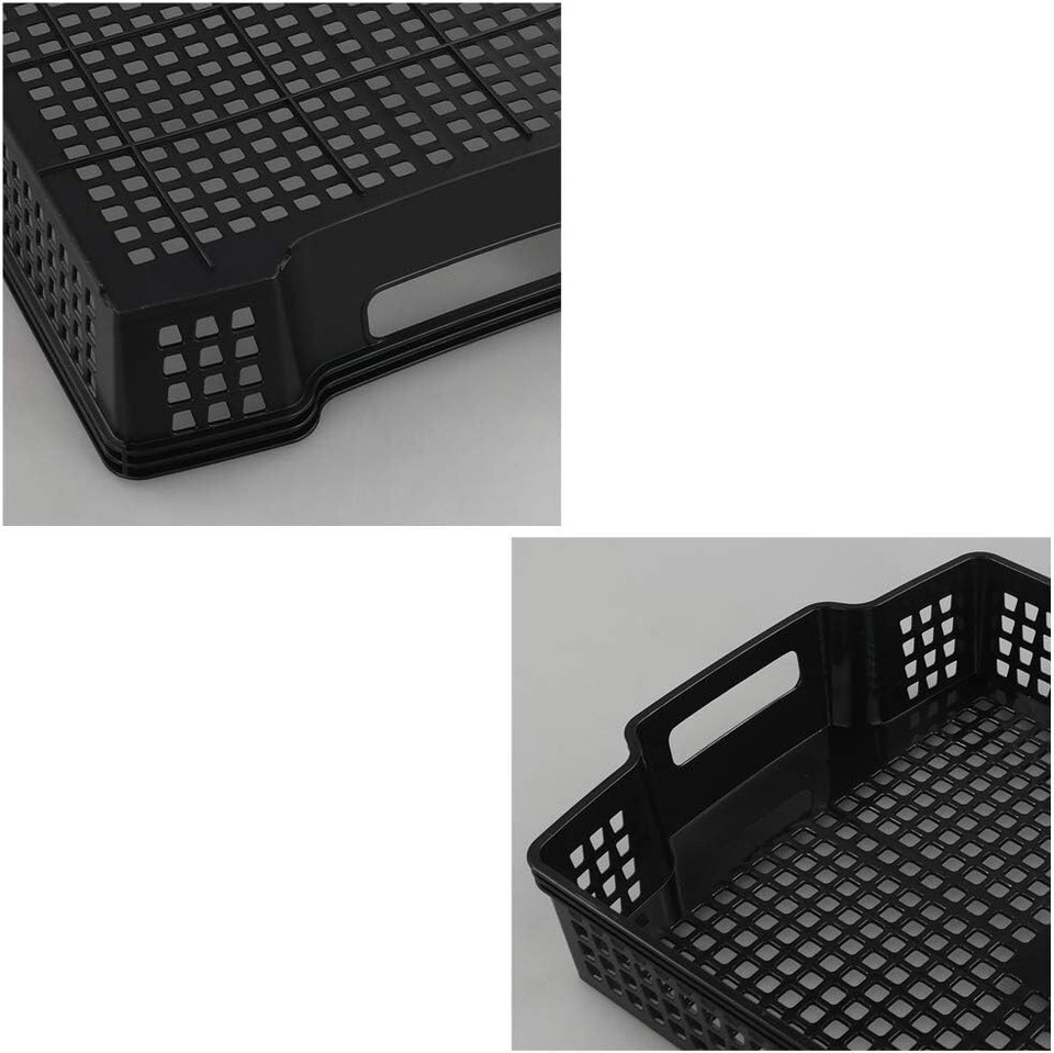 Plastic Stacking Storage Baskets Stacking Plastic Tray Baskets Black 6 ...