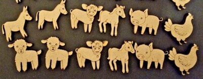 12x Farm Animals Laser cut MDF Craft Shapes Wooden Embellishment | eBay UK