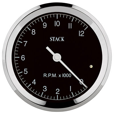 Stack ST200 Classic 80mm Tachometer with Black Dial Face, 0-12000 RPM ...