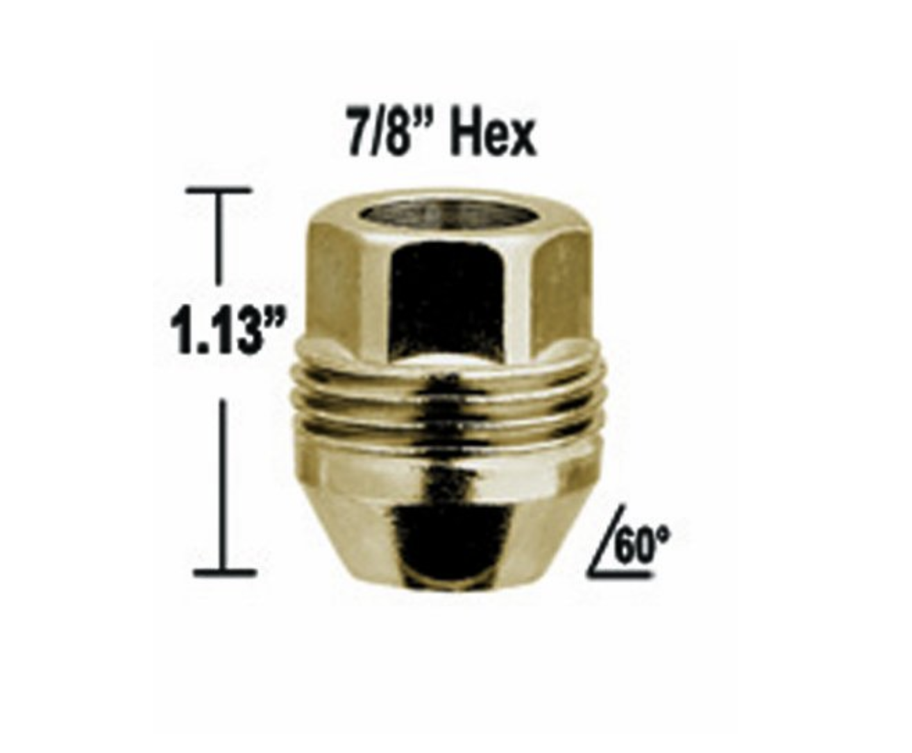 1/2"-20 Zinc Gold (7/8" Hex Size) Open End Dual Thread Lug Nut - 4 ...